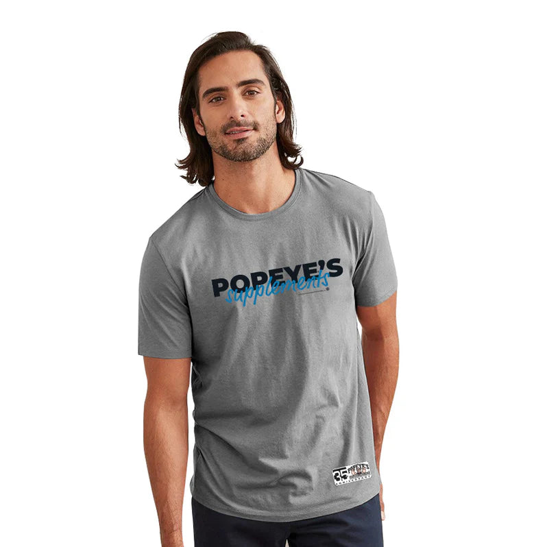 Popeye's Shirt Script Grey — Popeyes Supplements Saskatoon