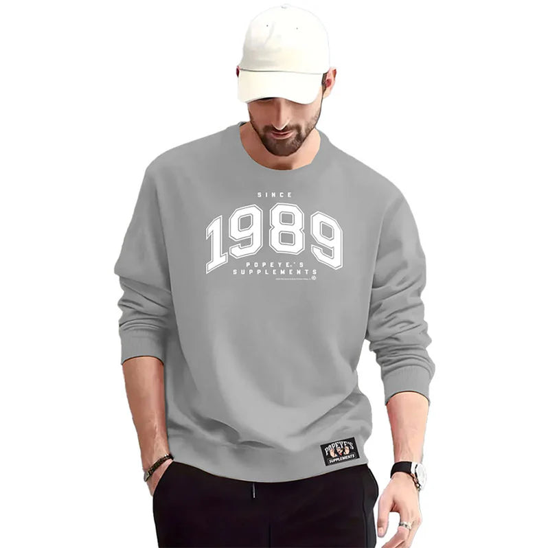 Popeye's Crew-Neck 1989 Grey — Popeyes Supplements Saskatoon